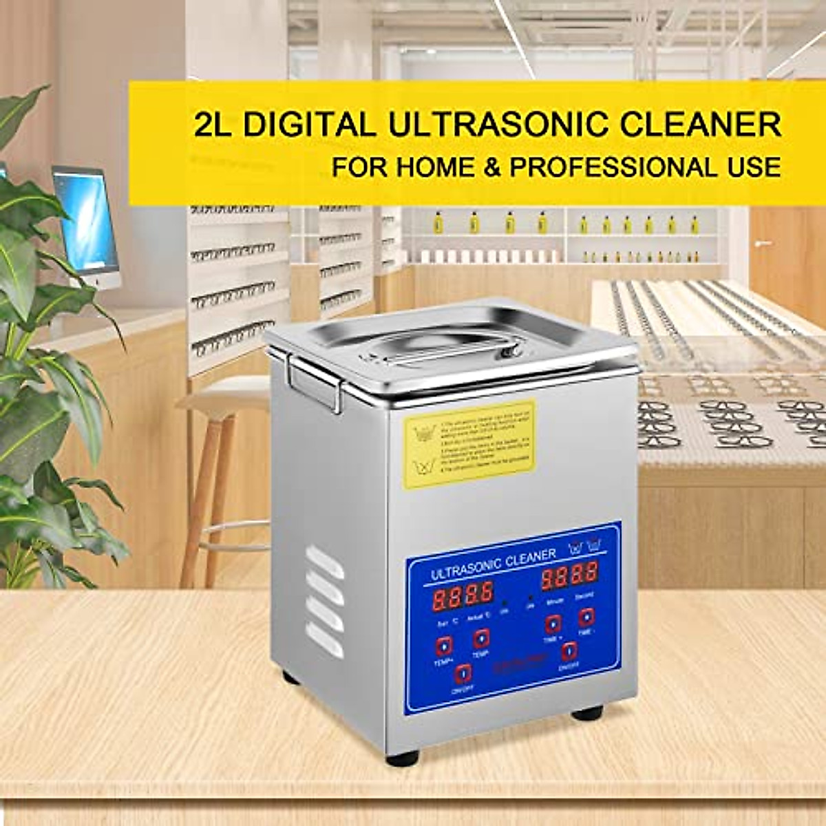 VEVOR Ultrasonic Cleaner 2L Digital Ultrasonic Parts Cleaner with Timer 40kHz Professional 304 Stainless Steel Ultrasonic Cleaner 110V for Jewelry Watch Glasses Diamond Eyeglass Small Parts Cleaning