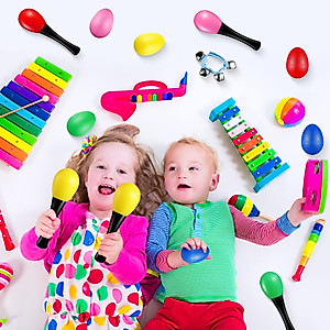 60 Pcs Shaker Musical Instruments Kids Music Party Favor Baby Learning Percussion Toy, Including 20 Pcs Wrist Hand Band Jingle Bells, 20 Pcs Egg Shakers and 20 Pcs Maracas Rattle Shaker Sand Hammers