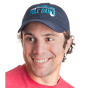 Ann Arbor T-shirt Co. Gotta Love a Good Pole Dance | Funny Fishing Humor Fisherman Baseball Hat Cap Navy Blue