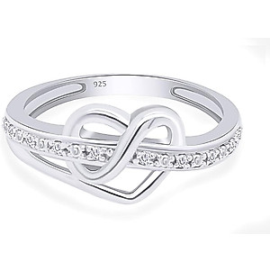 AFFY Sterling Silver Diamond Heart Ring (1/20 cttw, I-J Color, I3 Clarity)