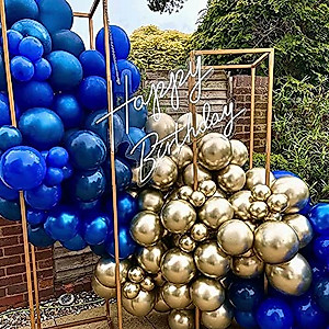 141pcs Navy Blue Balloon Garland Arch Kit 18'' 10'' 5'' Royal Blue Macaron Blue Balloons and Metallic Gold Silver Balloon for Kids Boys Birthday Party Wedding Baby Shower Decorations (Royal Blue)