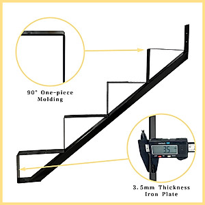 3 Packs metal stair step stringers, 4 step steel riser stringer for 34.7inch height deck(Matt black)