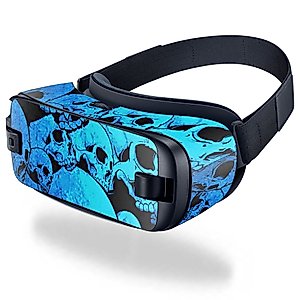 MightySkins Skin Compatible with Samsung Gear VR (2016) wrap Cover Sticker Skins Blue Skulls