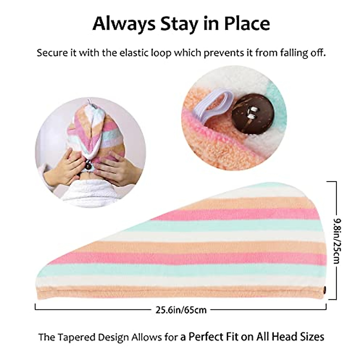 AuroTrends Microfiber Hair Towel 2Pack, Hair Towel Wrap for Women/Kids- Super Absorbent Soft Microfiber Towel for Hair, Hair Drying Towels for Long/Thick/Fine/Curly Hair (Set of 2, Rainbow)