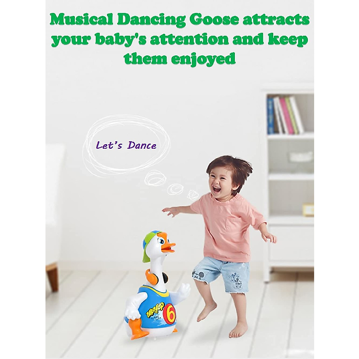 BABYFUNY Hiphop Goose Dancing Toys for Toddlers 1-3 with Music Singing Lights - Musical Toys for Toddlers 1-3，Baby Toys 12-18 Months - Gifts for 1 2 3 Year Old Boys Girls Toddlers - Blue