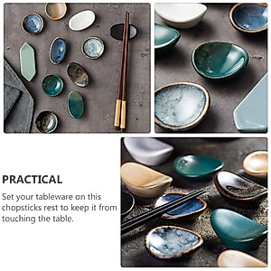 Amosfun Dining Table Decor 7Pcs Chopsticks Rest Rack Japanese Chopstick Holder Knife Fork Holder Ceramic Chopsticks Rest Stand for Chopsticks Forks Spoons Knives Paint Brushes Condiment Spoons