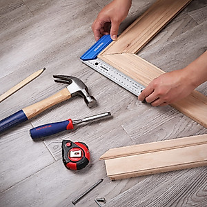 WORKPRO 8 Inch Try Square with Aluminum Handle - Woodworking Square Precision for Professional Carpentry Use & Premium Stainless Steel Ruler