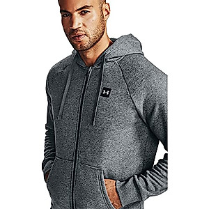 Under Armour Men's UA Rival Fleece Full Zip Hoodie , Pitch Gray Light Heather (012)/Onyx White , X-Large
