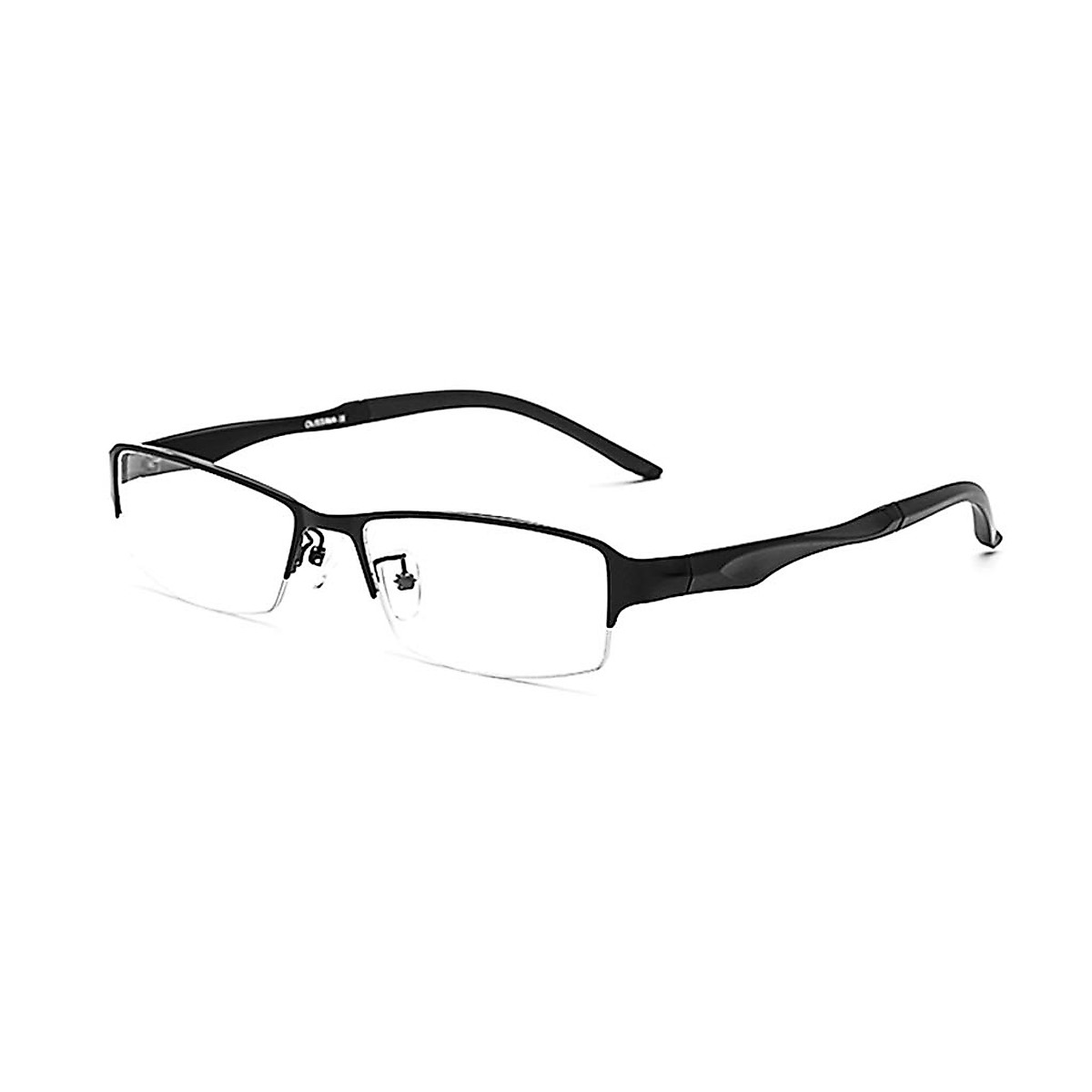 LUOMON Semi-Rimless Eyeglasses EG002 - Pure Black | Blue Light Blocking & Anti Glare Lenses for Comfortable Vision