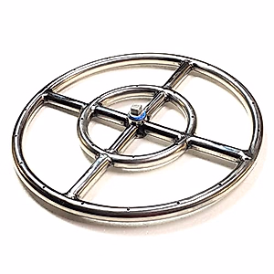 EasyFirePits Stainless Steel Lifetime Warranted Gas Fireplace Log Lighter Replacement Burner Round Center-FED Ring Log Lighter