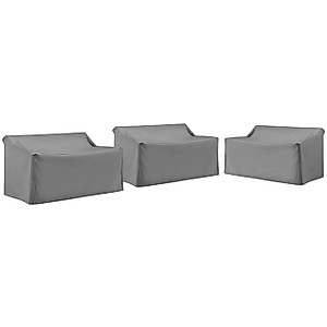 Crosley Furniture Patio Furniture Covers, Waterproof 3-Piece Outdoor Sectional Loveseat Cover Set, Gray