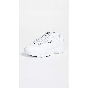 Fila Men's Disruptor II Premium Shoes, White/Fila Navy/Fila Red - 11.5