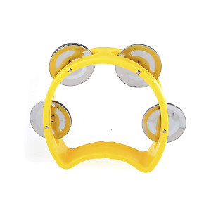 Musiclily Plastic 6 Inch Handheld Half Moon Tambourines Percussion Jingles Musical Instrument, Red/Yellow(Pack of 2)