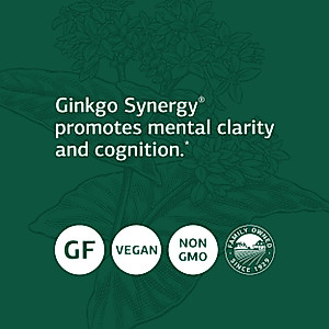 Standard Process Inc. Ginkgo Synergy - Whole Food Mental Clarity, Brain Health Supplement, Brain Support and Blood Flow with Grapeseed Extract, Buckwheat, Gotu Kola, Ginkgo Biloba - 40 Capsules