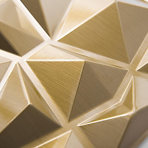 Art3d 3D Diamond Design Paneling for Interior Decor, Living Room, TV Wall Background, Bedroom, Gaming Setup, 11.8" x 11.8", Gold, 33 Pack