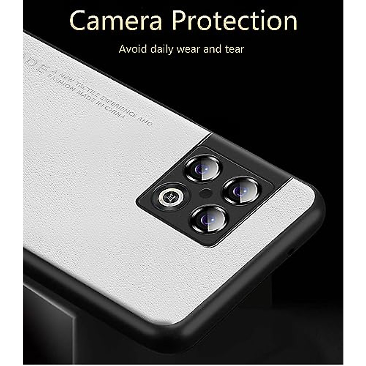Puxssul for OnePlus 10 Pro 5G Case, Soft TPU Artificial Leather case,Extremely Light Ultra-Light Camera Protection Leather Cover Case for OnePlus 10 Pro 5G (White)