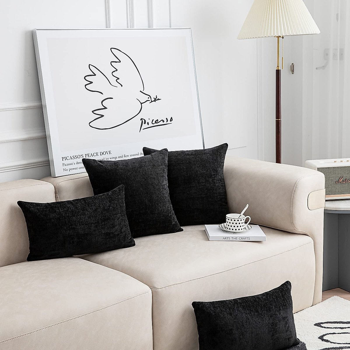 Anickal Black Pillow Covers 18x18 Inch Set of 2 Modern Farmhouse Rustic Decorative Throw Pillow Covers Square Cushion Case for Living Room Home Sofa Couch Decoration