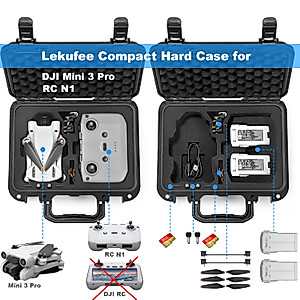 Lekufee Compact Waterproof Hard Case Compatible with DJI Mini 3 Pro Drone and DJI Mini 3 Drone Accessories (Case Only)(NOT FIT DJI RC)
