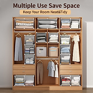 MAGINELS Cube Storage Organizer 12-Cube (11.8"x11.8") Narrow Cabinet Closet Storage Shelves Plastic Storage Shelving for Bedroom, Living Room, Office, White with Doors