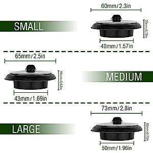 3Pcs Rubber Bath Tub Stopper Sink Plugs Kitchen Sink Drain Strainer with Stainless Steel Round Beaded Chain for 1-1/2 Inch to 2 Inch