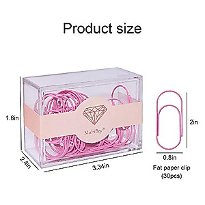 Cute Jumbo Paper Clips, Multibey 2" Non-Skid Metallic Large Wide Paperclips Bookmark in Reusable Holder Office School Supplies Desk Organizer, 50mm 30PCS Per Box (Pink/Rose Red))