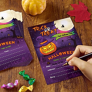 24 Sets Halloween Birthday Party Invitations - Pumpkin Invitation Cards with Envelopes Stickers for Kids Birthday Invites Holiday Pumpkin Theme Birthday Party Supplies Bday Paper Ticket Cards