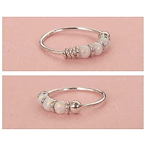 Handmade Silver Single 10MM Cartilgae Helix Piercing Hoop Earring with Trio White Opal, 925 Sterling Silver Very Small 10MM Thin 22 Gauge Hoop for women, By Miya Jewelry Creations