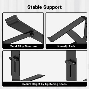 BONTEC Laptop Stand, Height Adjustable Notebook Stand, Ergonomic Laptop Desk Mount, Compatible with Most 10-17” Laptops, Space Black
