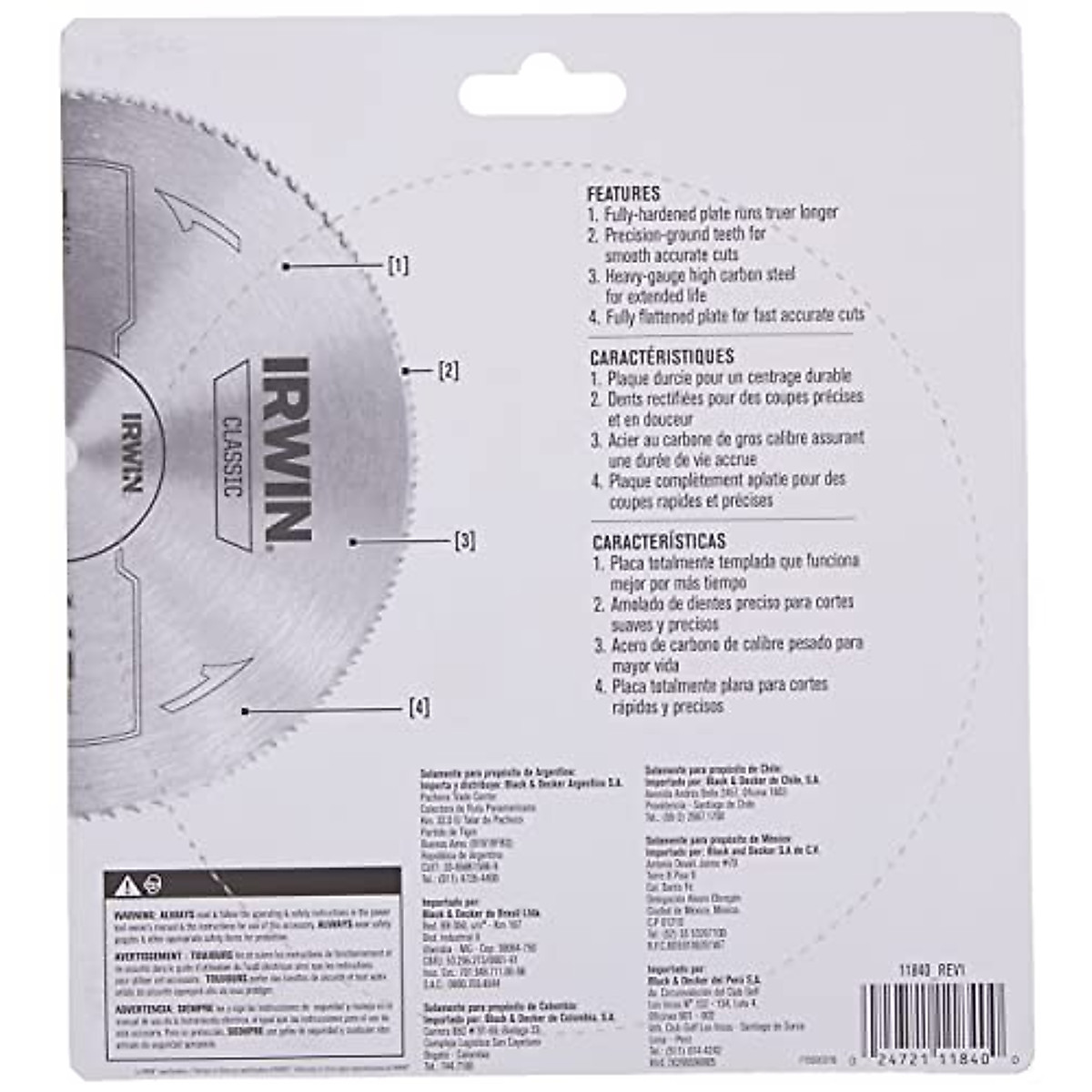 IRWIN Tools Classic Series Steel Corded Circular Saw Blade, 7 1/4-inch, 140T, .087-inch Kerf (11840)