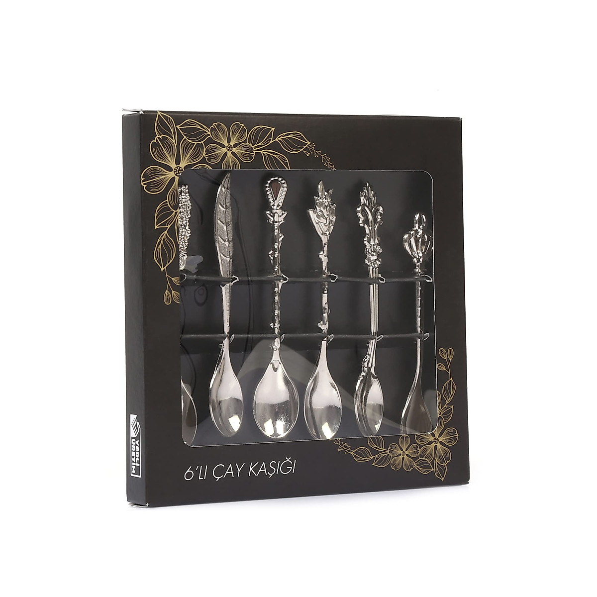 Alisveristime Traditional Ottoman Motif Tea Spoons - Decorative Stirring, Sugar, Tea Spoons (Set of 6) (Motif) (Silver)