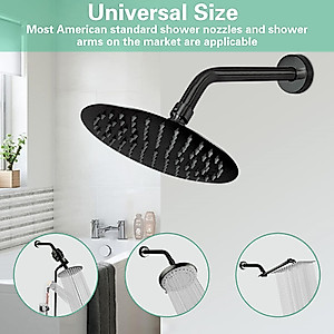 Shower Arm with Flange +Tape,Stainless Steel Shower Head Extension Arm,Wall-Mounted Shower Head Extender Arm for Fixed Shower Head,10 Inch Matte Black