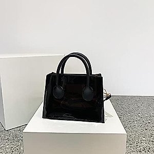 NA 手提小包包女潮透明子母果冻包时尚潮流女单肩斜挎包 Black