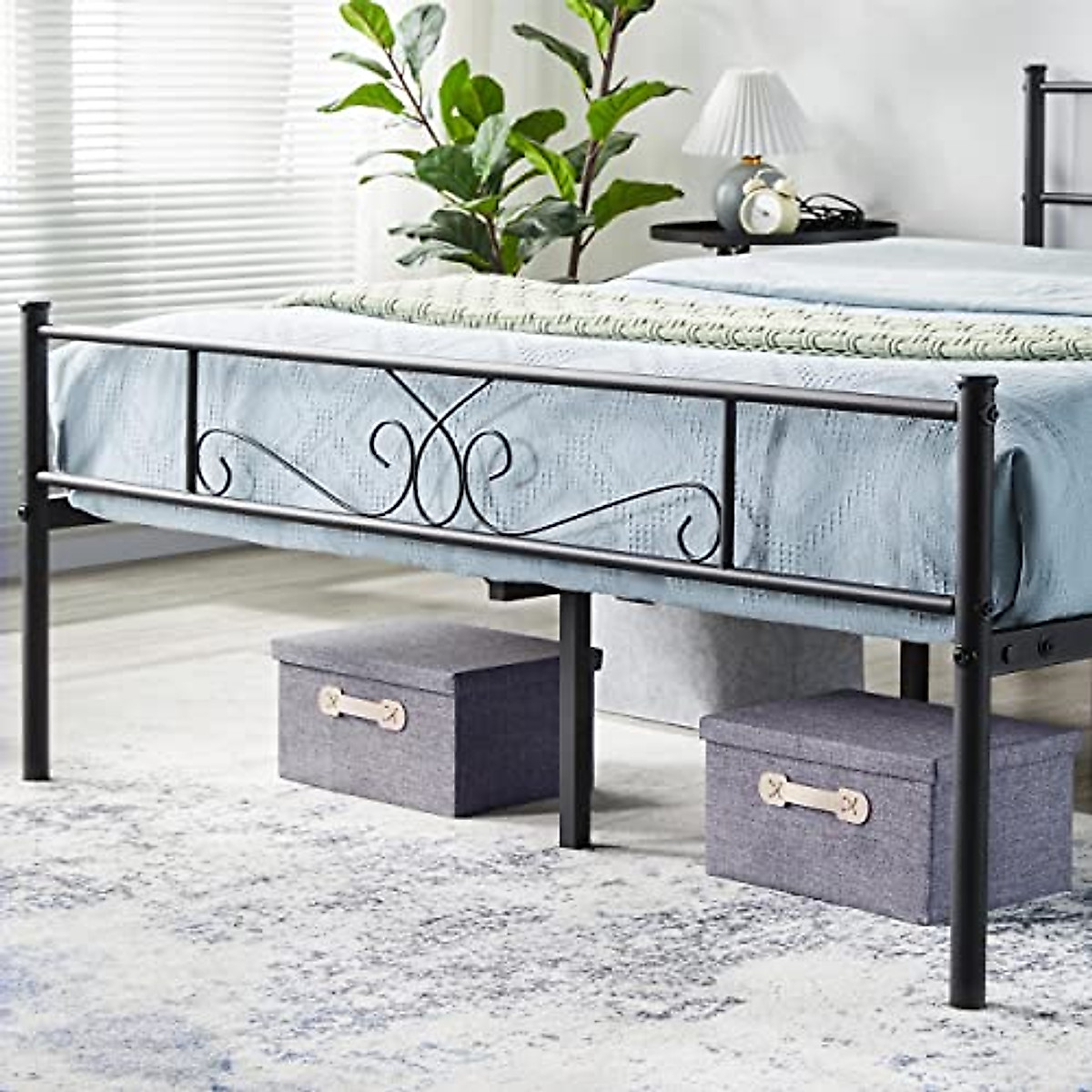 Yaheetech Queen Size Bed Frames/Metal Platform Bed with Headboard and Footboard/No Box Spring Needed/Easy Assembly, Black