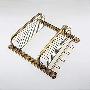 Bathroom Shelf Rectangular Shower Holder Antique Shower Caddy, Brass Shower Manager Wall Mounted Installation Bathroom Accessory