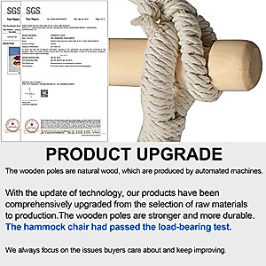 Chihee Hammock Chair Swing Chair Max 330 lbs Large Hanging Seat Patio Lawn Hanging Chair Relax Cotton Weave for Superior Comfort Durability Perfect for Indoor/Outdoor Home Bedroom Deck Yard Garden