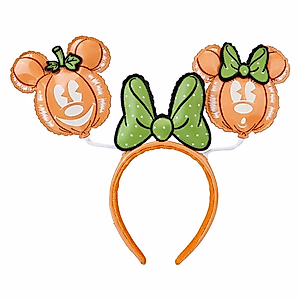 Loungefly Stitch Shoppe Disney Mickey and Minnie Pumpkin Balloon Headband Orange/Green