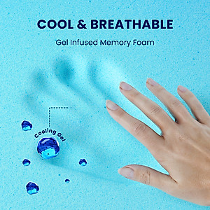 SLEEP ZONE 2 Inch Full Mattress Topper Cooling Gel Memory Foam with Adjust Straps & Zippered Cool-to-The-Touch Cover, Full