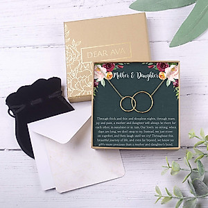 Dear Ava Infinity Interlocking Double Circle Connecting Necklace For Women - Modern Jewelry Pendant Love Gifting Idea for Her with Heartfelt Card - Birthday Gift for Mother and Daughter Gold