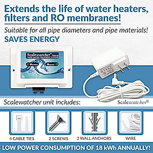 Scalewatcher Nano Electronic Water Descaler, Water Softener Alternative, Chemical and Salt-Free Electric Limescale Preventer and Remover