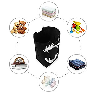 WELLDAY Laundry Hamper with Handle Vampire Teeth Laundry Baskets Foldable Dirty Clothes Basket Large Storage Laundry Organizer