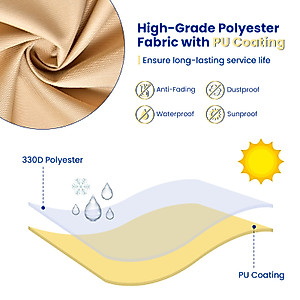 Tangkula Patio Table Set Cover, Outdoor Furniture Cover w/ Padded Handle & Click-Close Straps, Patio Furniture Cover with Air Vent, Heavy Duty PU Table & Chair Cover, 90”W x 50”D x 32”H