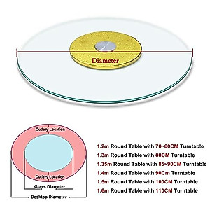 Rotating Tray Round Tempered Glass Lazy Susan Turntable for Kitchen Restaurant Dining Table Heavy Duty Serving Plate (Color : Clear, Size : 100cm/39in)