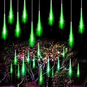 Allnice Meteor Shower Lights Falling Rain Lights Christmas Lights 30cm 8 Tube 192 LEDs Fairy String Lights for Halloween Christmas Wedding Tree Garden Home Outdoor Decoration (Green)