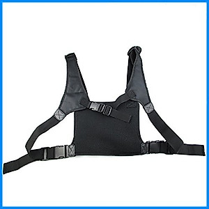 GoodQbuy Universal radio harness chest Rig Bag Pocket Pack Holster Vest for Two Way Radio (Rescue Essentials) (Leather Black)