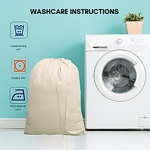 Laundry Bags |Christmas DIY| Canvas Cotton Long Strap & Drawstring Closure| Travel Laundry Bag for Dirty Clothes |Hamper Liner Bag| Washable Home Storage College Dorm& Back-to-School| 28"x36"-1 Pack