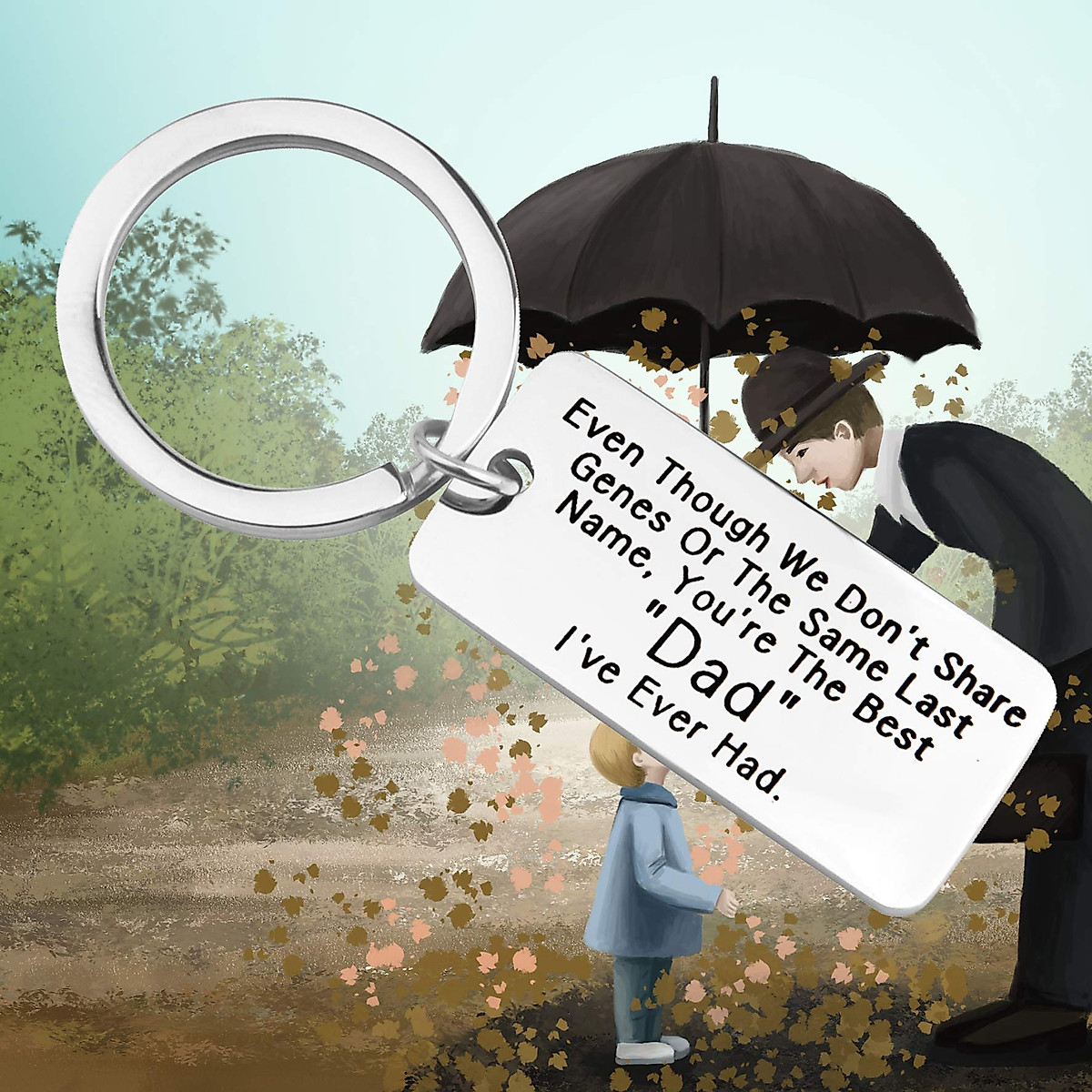 BEKECH Stepdad Gifts Step Dad Keychain from Stepdaughter Stepson Step Father Key Chain Idea Dad Birthday Gift Father-in-Law Gifts