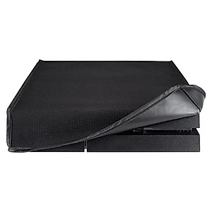 eXtremeRate Black Horizontal Dust Cover for PS4 Console, Soft Neat Lining Dust Guard, Anti Scratch Waterproof Cover Protector Sleeve