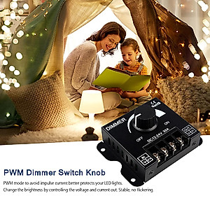 XIXIAN 12-24V 30A LED Light Dimmer Stepless Dimming PWM Dimmer Switch Knob Manual Brightness Adjuster Controller Memory Function for Single-Color LED Lights Strips 5050 3528