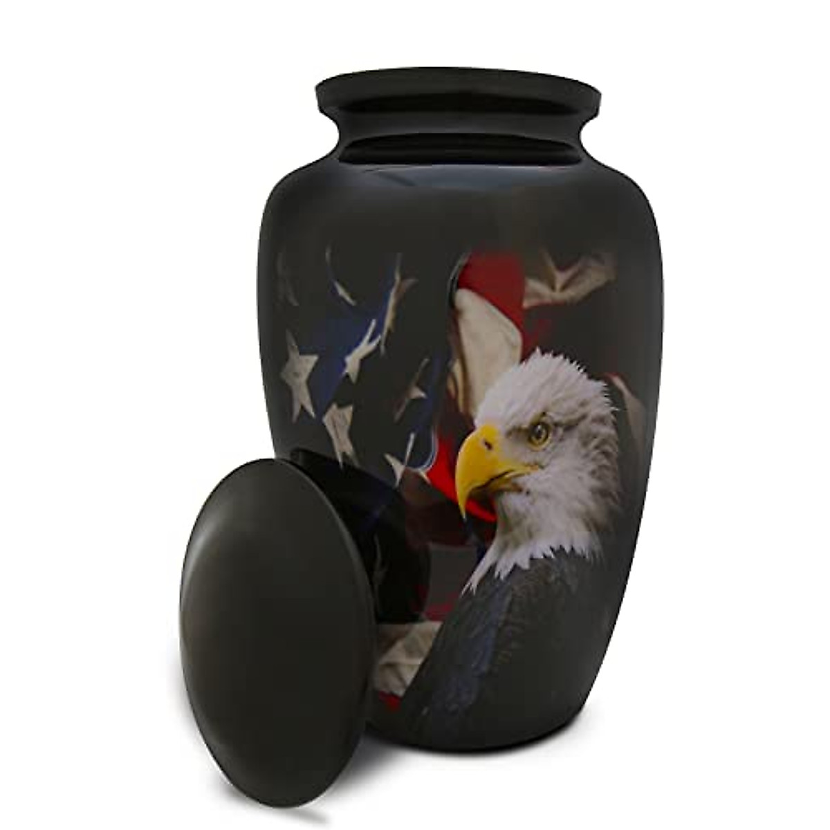 Honorary Memorials Patriotic Hearts Eagle Urn for Human Ashes | American Flag Cremation Urn for Adults, Cremation Urn for Veteran, Cremation Urns Medium Size, Handmade Funeral Urns with Velvet Bag