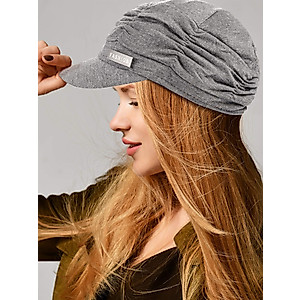 2 Pieces Women Newsboy Cabbie Cap Beret Hats Bamboo Baseball Cap Cotton Painter Visor Hats for Women (Black, Grey)